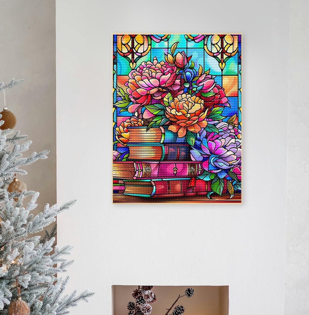 5D Stained Glass Book Flower Diamond Painting Mosic Embroidery Sale ...