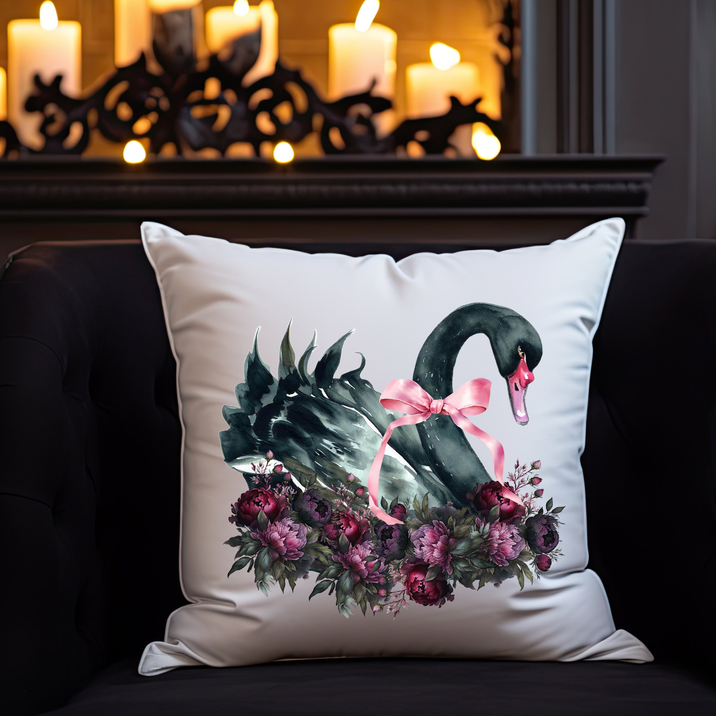 Coquette Gothic Swan PNG, Coquette Black Swan Png, Girly PNG, Coquette ...