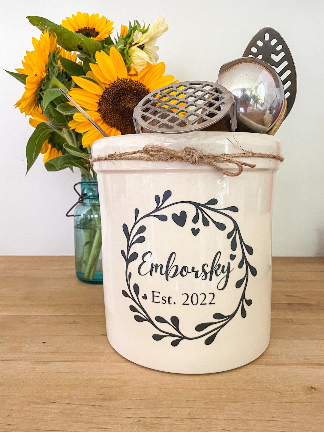 Personalized Kitchen Utensil Holder: 1 Gallon Anniversary Crock - Etsy