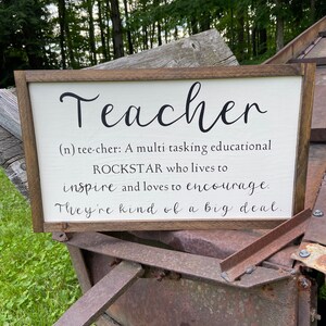 Large Classroom Sign, Teacher Definition Sign, Wood Sign for Teacher ...