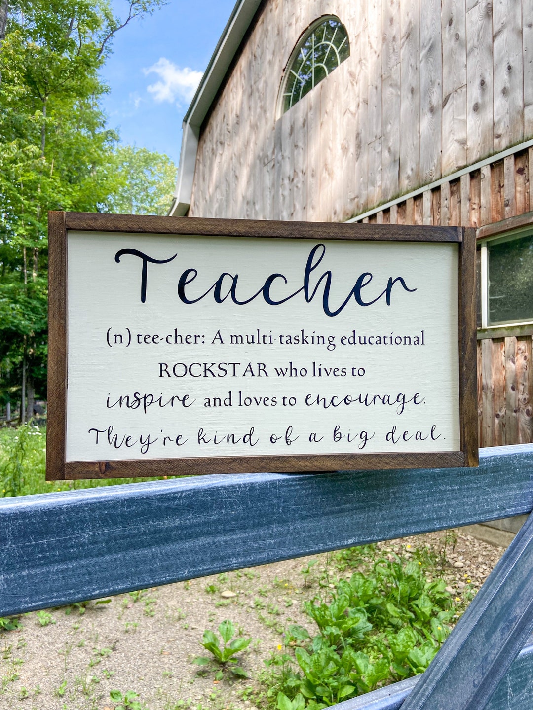 Large Classroom Sign, Teacher Definition Sign, Wood Sign for Teacher ...