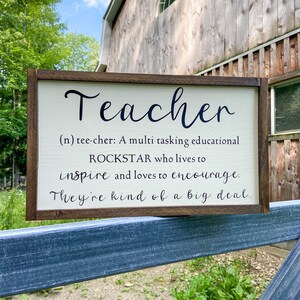 Large Classroom Sign, Teacher Definition Sign, Wood Sign for Teacher ...