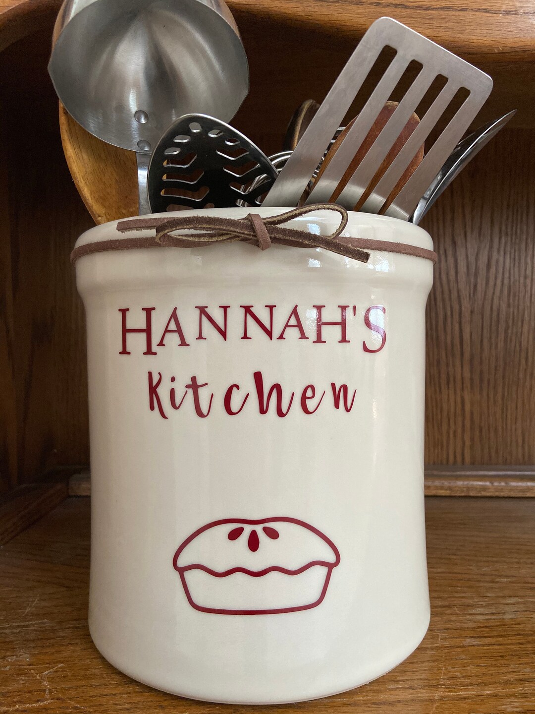 Personalized Kitchen Utensil Crock: Custom Stoneware Spoon Holder - Etsy