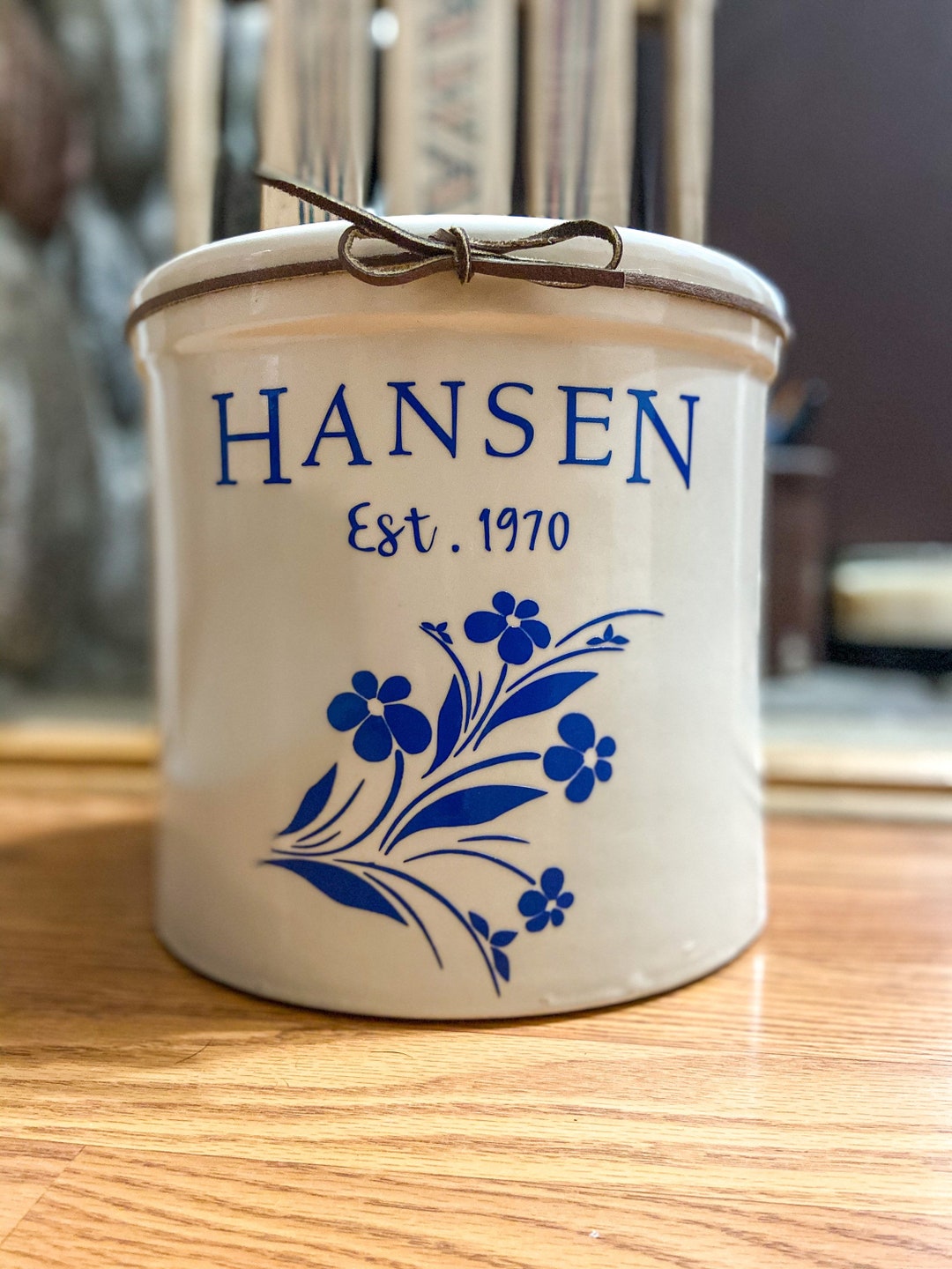 Personalized Crock, New 2 Gallon Crock, Accent With Flower Design ...