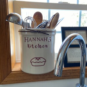 Personalized Kitchen Utensil Crock: Custom Stoneware Spoon Holder - Etsy