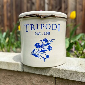 Personalized Crock, New 2 Gallon Crock, Accent With Flower Design ...