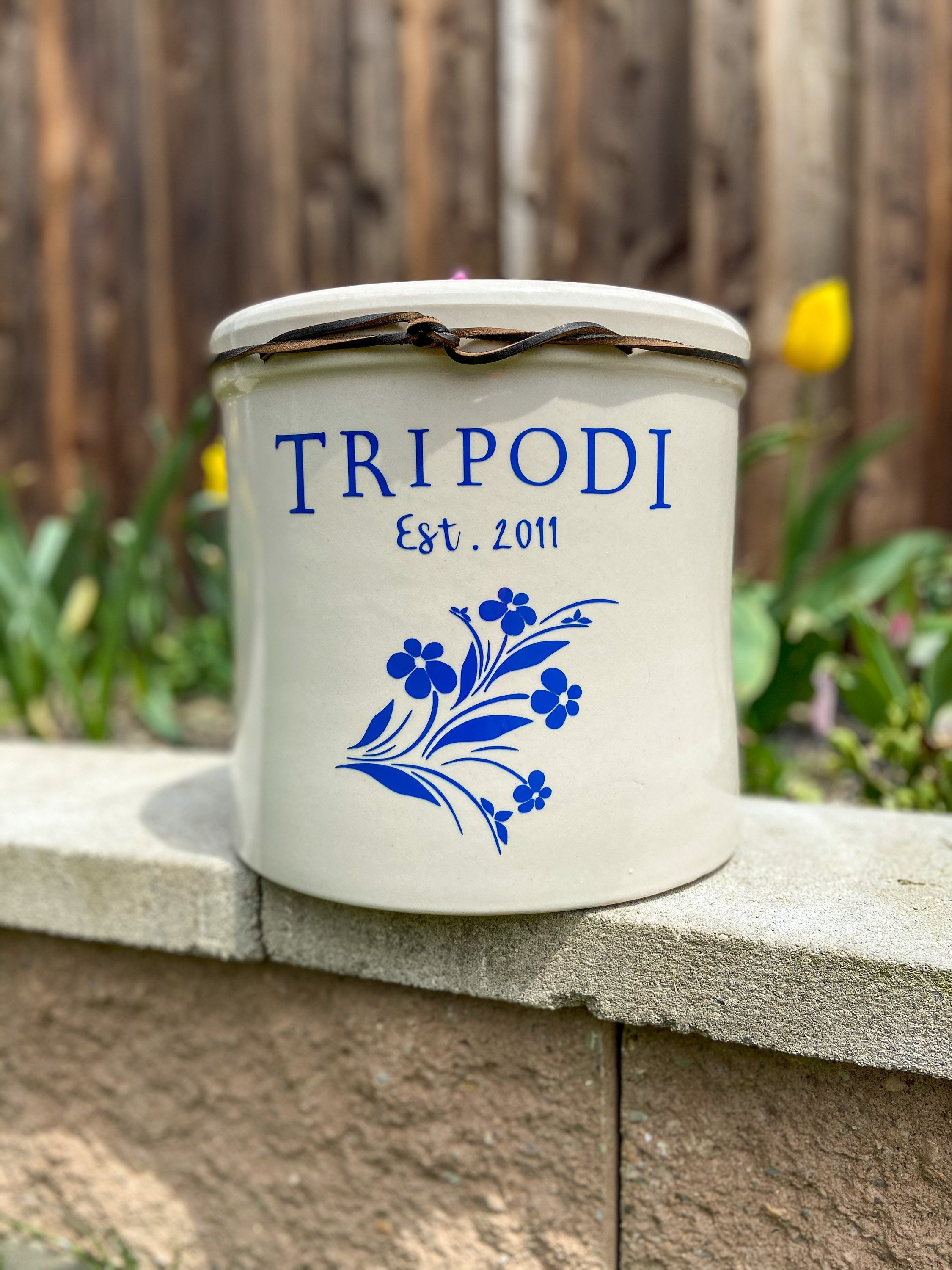 Personalized Crock, New 2 Gallon Crock, Accent With Flower Design ...