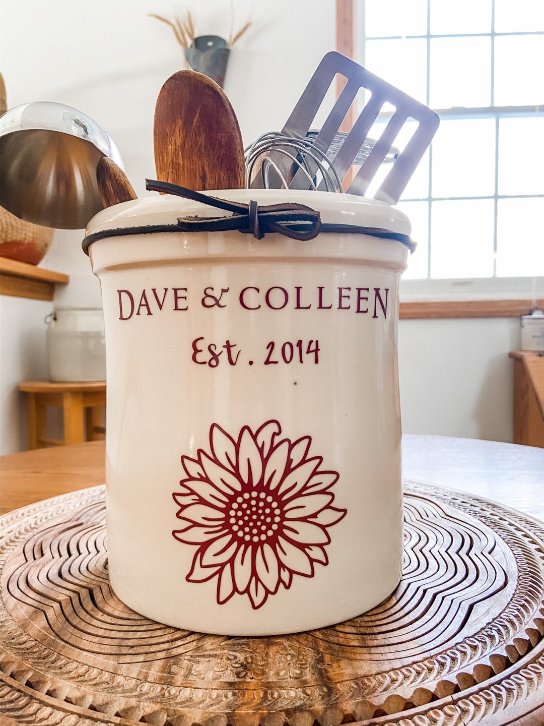 Personalized Kitchen Utensil Holder, 1 Gallon Crock, Customized Crock ...