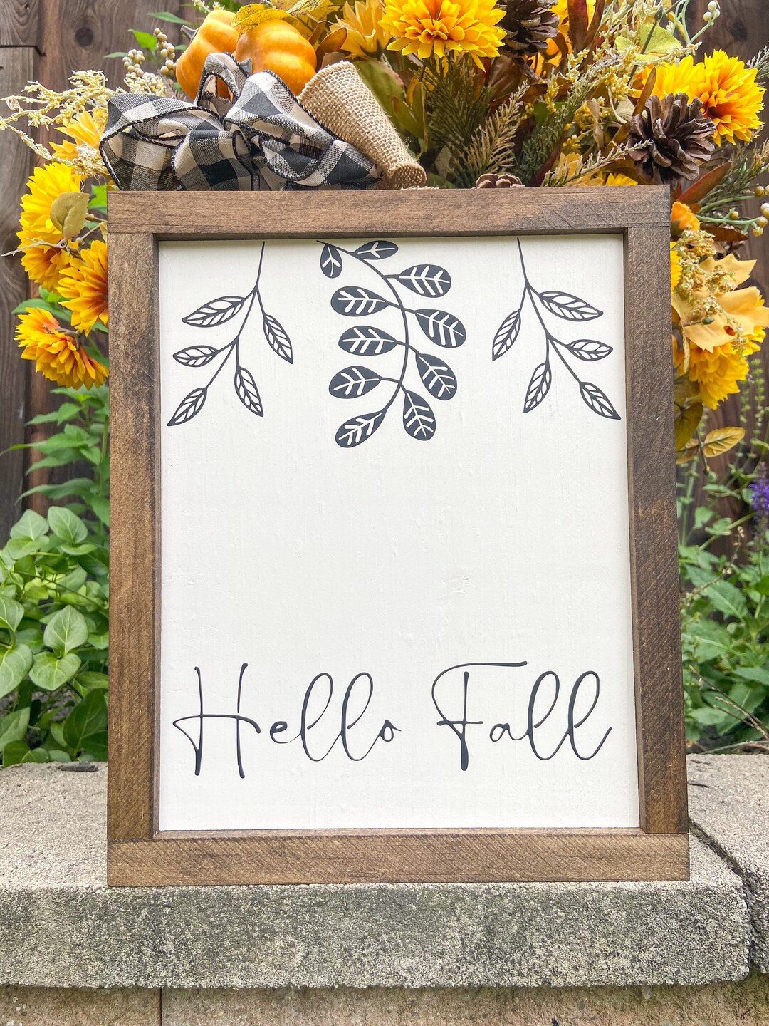 Hello Fall Sign, Fall Leaves Sign, Autumn Farmhouse Decor, Modern Fall ...