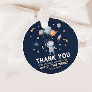Editable Outer Space Favor Tags Space Birthday Thank You Tag Label ...