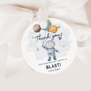 Outer Space Baby Shower Favor Tag Sticker Astronaut Birthday Party ...