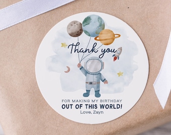 Editable Outer Space Favor Tags Space Birthday Thank You Tag Label ...