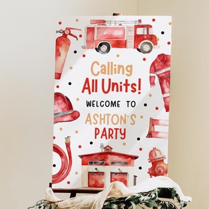 Fire Truck Welcome Sign, Fireman Editable Template Printable Instant ...