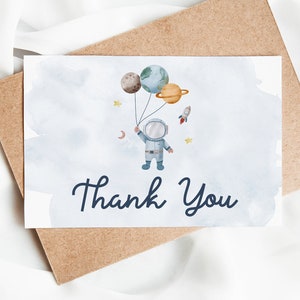 Editable Space Birthday Thank You Card Astronaut Planets to the Moon ...