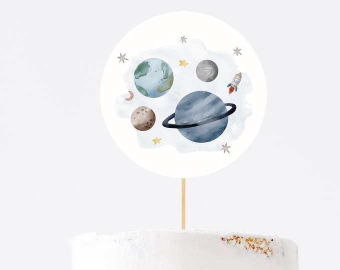 Printable Space Cake Topper Space Centerpieces Space Birthday Party ...