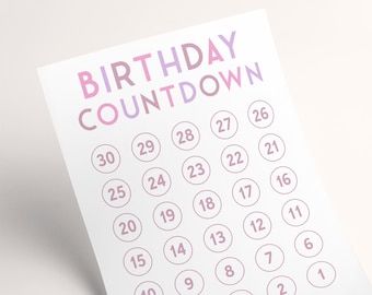 Birthday Countdown Printable Template, Kids Bday Countdown, Rainbow ...