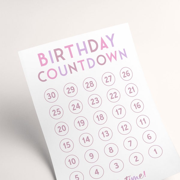 Birthday Countdown Calendar for Kids (You'll Love) - Etsy