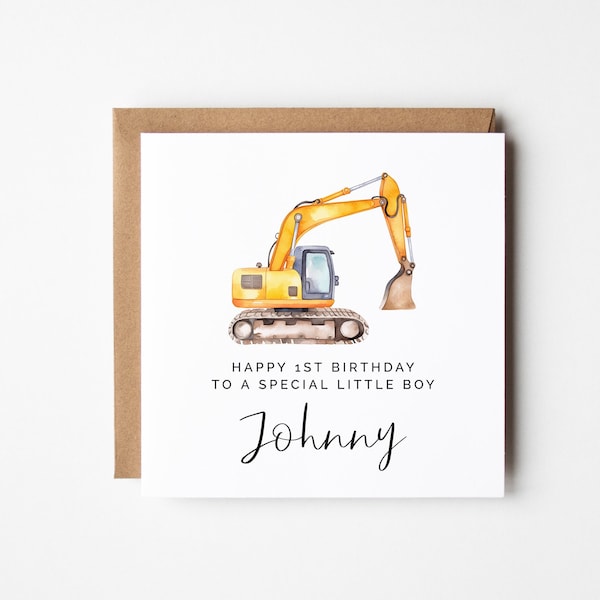 Construction Crane 1st Birthday Card - Etsy