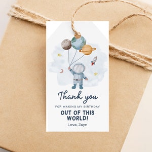 Editable Outer Space Favor Tags Space Birthday Thank You Label ...