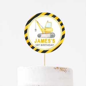 Editable Construction Themed Cake Topper Template for DIY Birthday ...