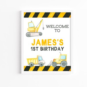 Editable Construction Birthday Party Sign, Dump Truck Welcome Sign ...