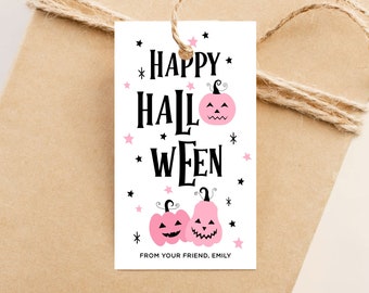 Printable Happy Halloween Gift Tag, Trick or Treat Favor Bag Tag ...