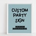 Blue Custom Party Sign INSTANT DOWNLOAD Printable Birthday Party Table ...