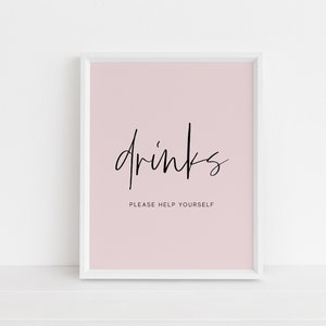 Blush Pink Drinks Sign Printable Party Drinks Sign Birthday Party Baby ...