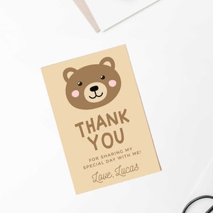 Birthday Thank You Card, Teddy Bear Editable Printable Instant Download ...