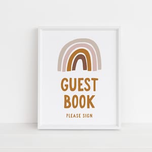 Boho Rainbow Guest Book Sign INSTANT DOWNLOAD Printable Party Guests ...