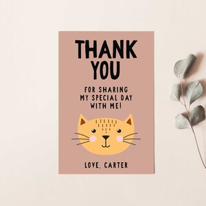 Cat Thank You Card INSTANT DOWNLOAD Personalised Thank You Note ...
