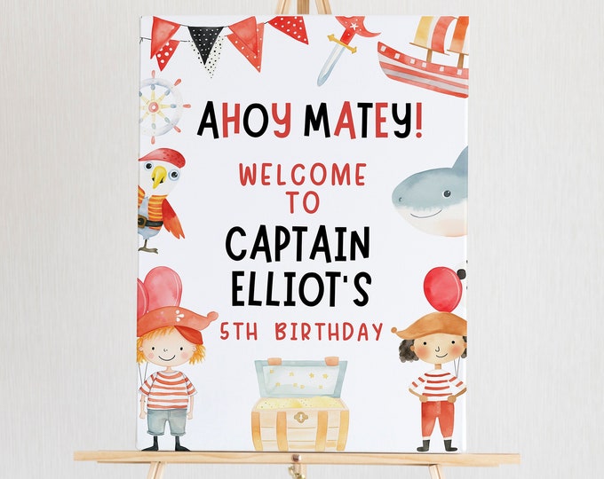 Pirate Welcome Sign, Editable Template Printable Instant Download ...