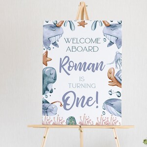 Under the Sea Birthday Welcome Sign, Ocean Animals Editable Printable ...
