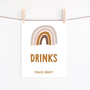 Boho Rainbow Drinks Table Sign INSTANT DOWNLOAD Printable Table Party ...