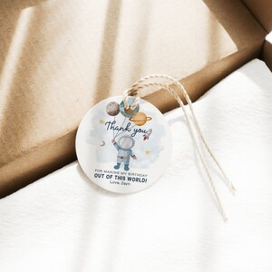Editable Outer Space Favor Tags Space Birthday Thank You Tag Label ...