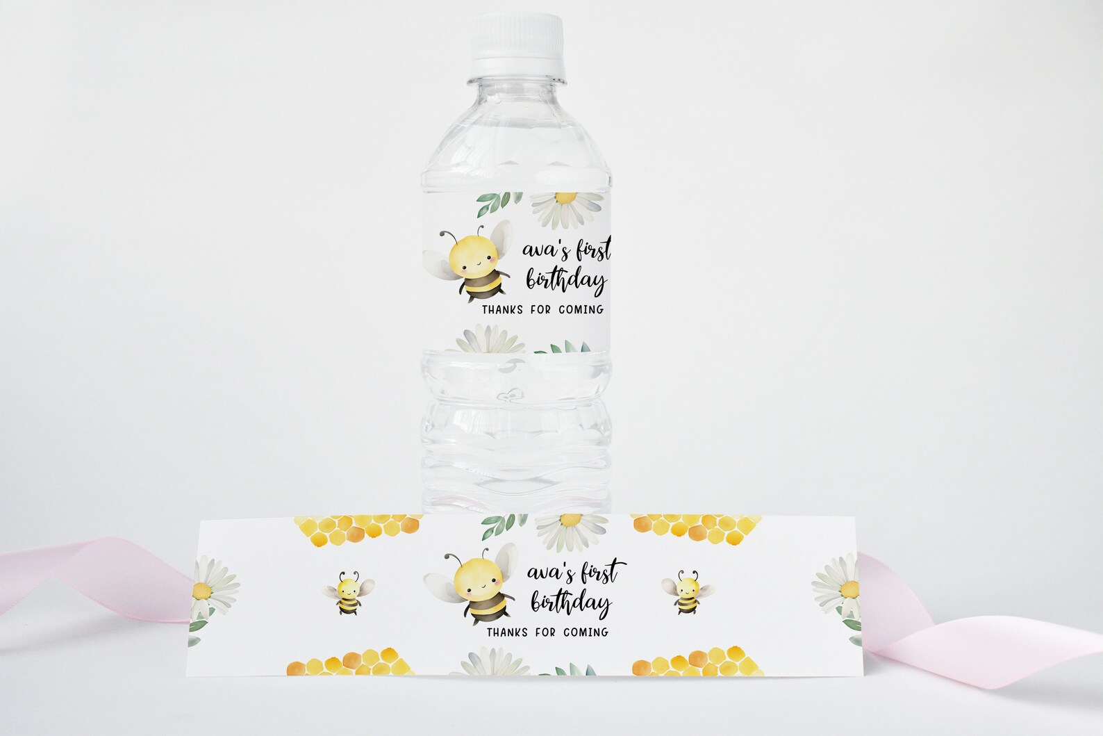 Honey Bee Water Bottle Label Editable Template Printable Instant ...