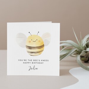 Bee Birthday Card, Editable Template Printable Watercolor Bee's Knees ...