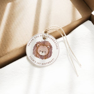 Lion Thank You Tag, Boho Gold Leaf Safari Editable Printable Instant ...