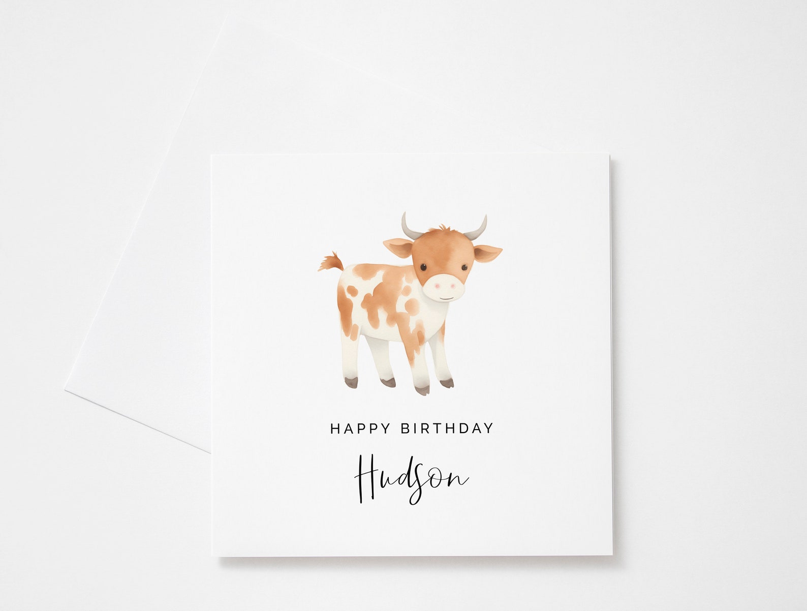 1st Birthday Card Template, Editable DIY Printable Cow Barnyard Animal ...
