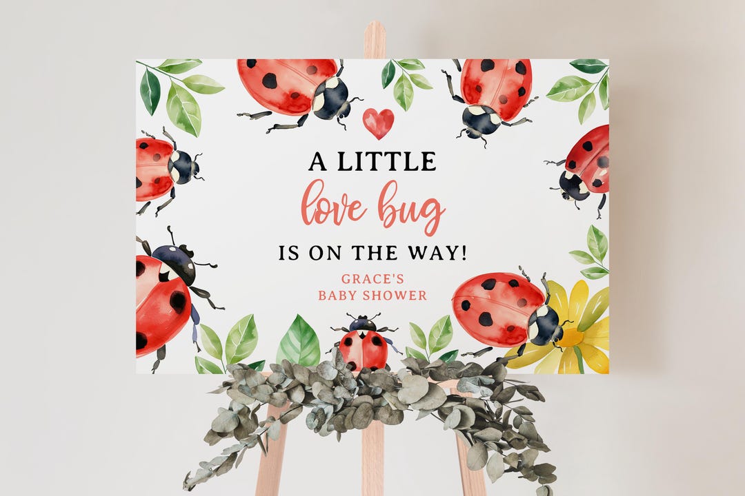Ladybug Baby Shower Welcome Sign, Editable Template Printable Instant ...