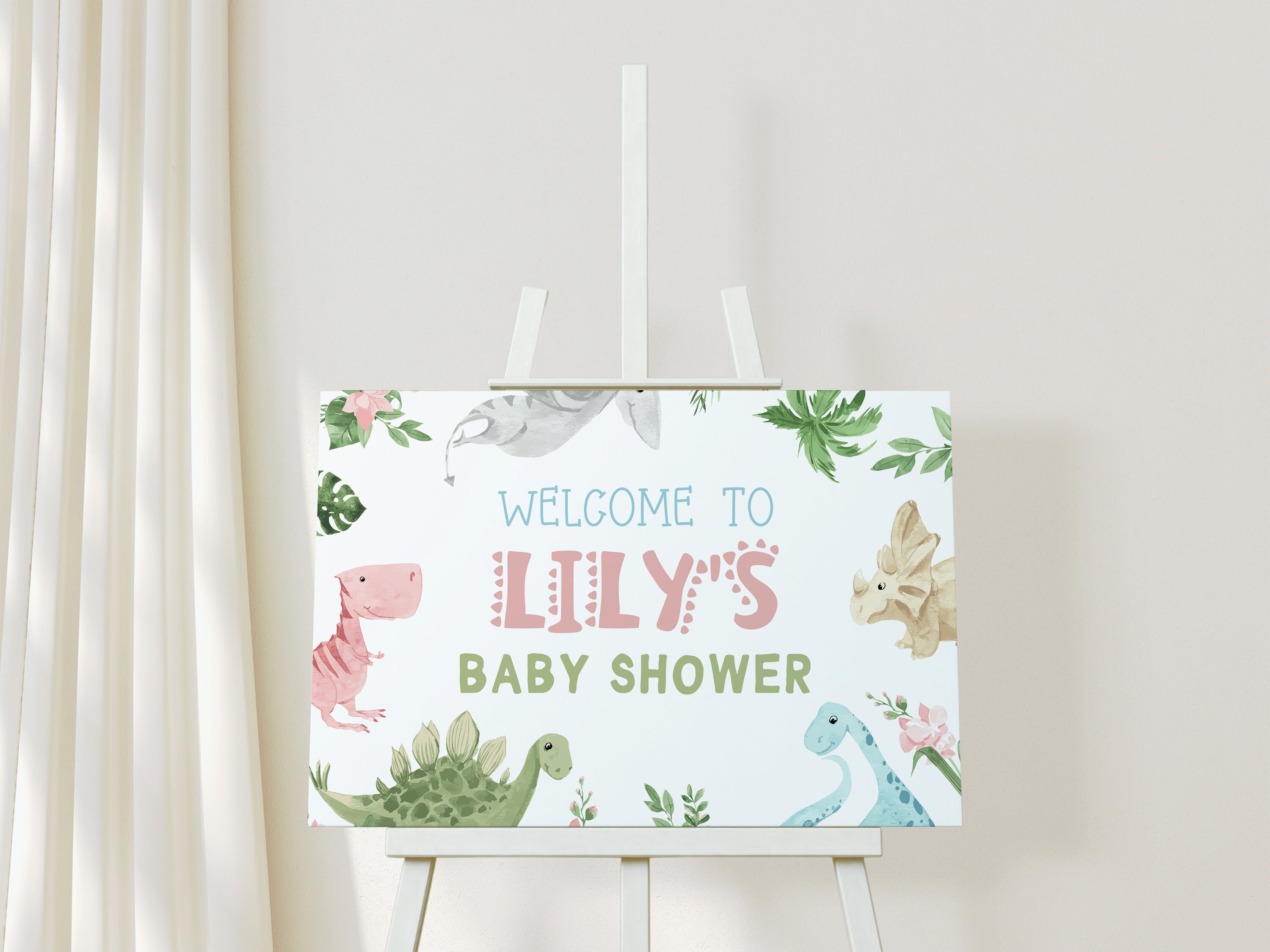 Dinosaur Baby Shower Welcome Sign, Editable Template Printable Instant ...