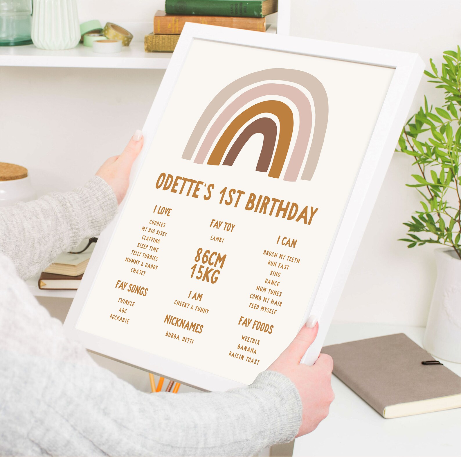 Boho Rainbow 1st Birthday Milestone Poster Editable Template ...
