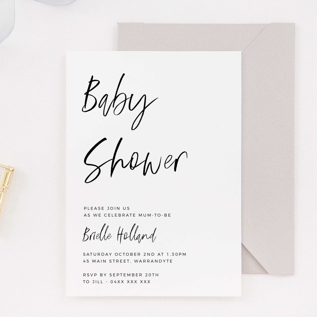 Modern Baby Shower Invitation INSTANT DOWNLOAD Template Minimalist Baby ...