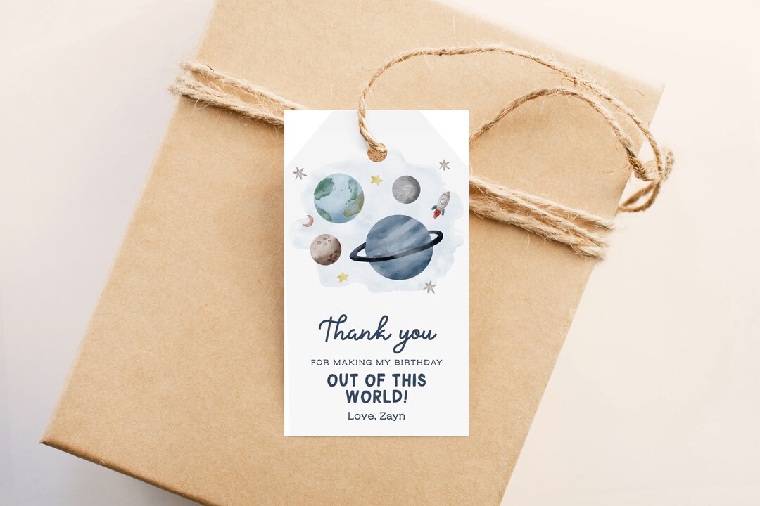 Editable Outer Space Favor Tags Space Birthday Thank You Label ...