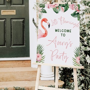 Flamingo Welcome Sign, Instant Download Printable Editable Tropical DIY ...