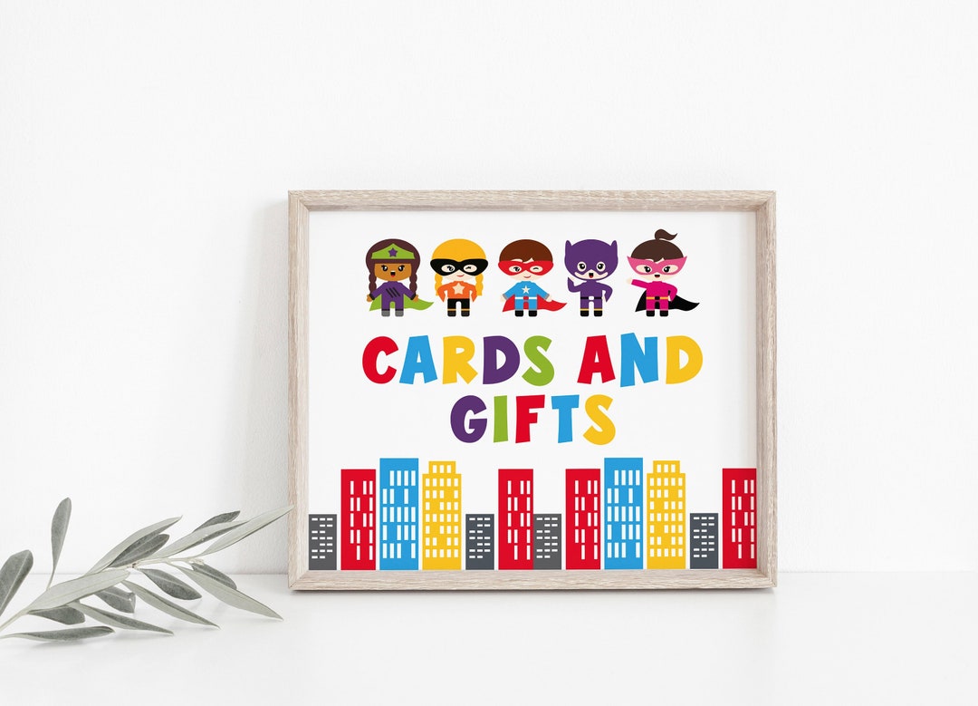 Superhero Cards & Gifts Table Sign - Editable Template, Printable Party ...