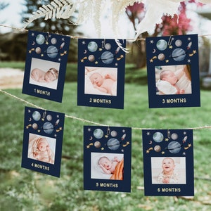 Editable Outer Space Birthday Banner Monthly Photo Banner Galaxy ...