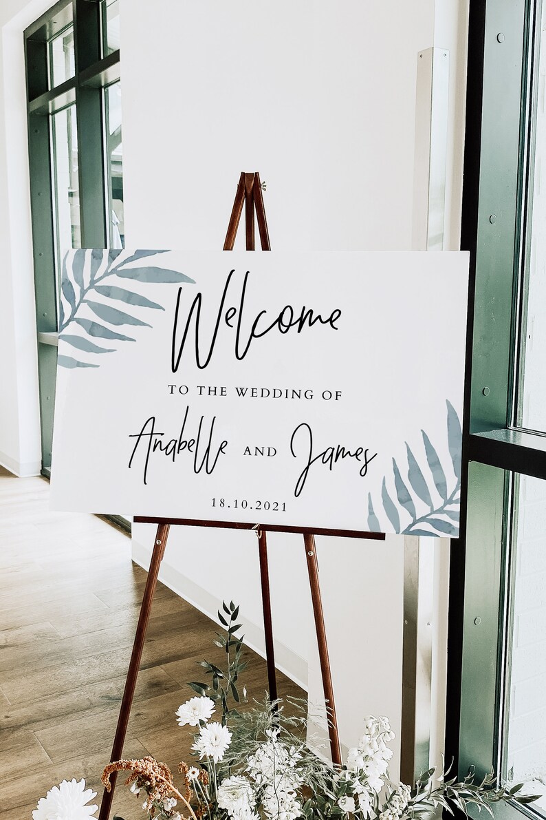Editable Welcome Sign Welcome Sign Template Greenery Welcome - Etsy