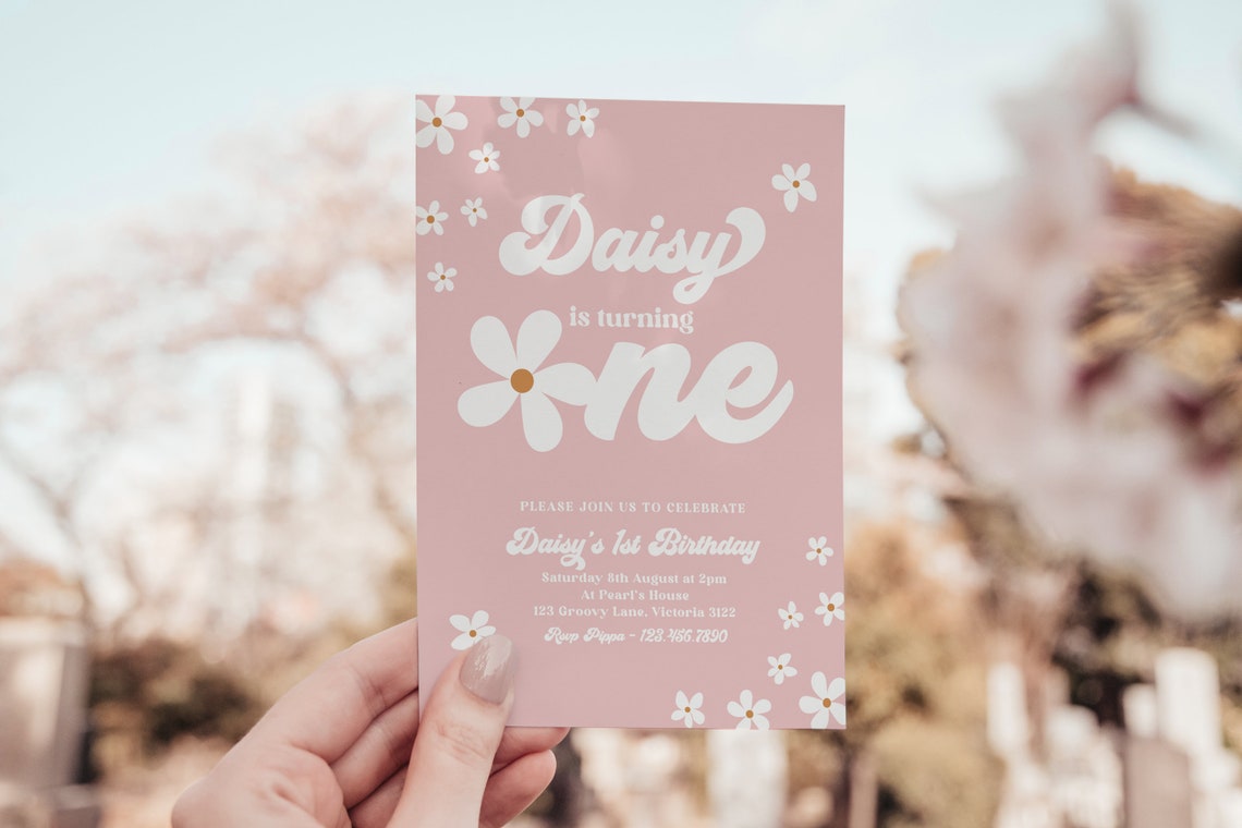 Daisy Birthday Invitation Template, Editable Printable Instant Download ...