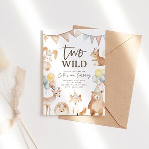 EDITABLE Woodland Invitation, Forest Animals Party 2nd Two Wild ...